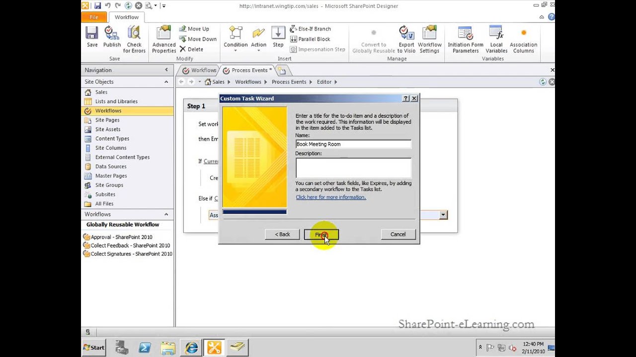 Creating a Workflow on a List using SharePoint Designer 2010