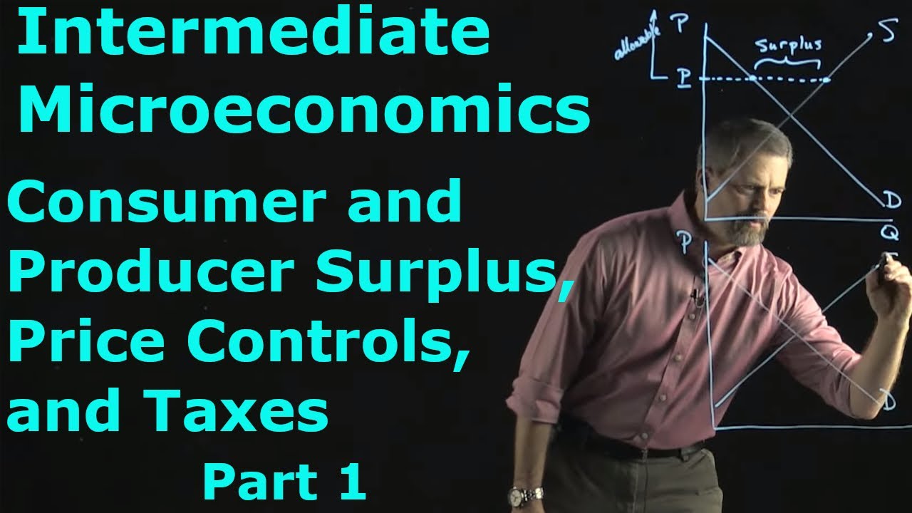 Intermediate Microeconomics: Consumer surplus, producer surplus, price controls, and taxes, Part 1