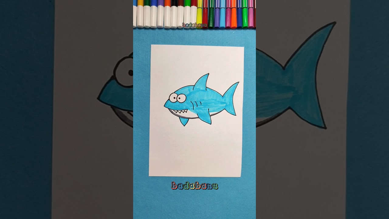 How to draw a blue Shark 🦈 #creative #tutorial #ideas #activities #drawing #cartoon #shark #animals