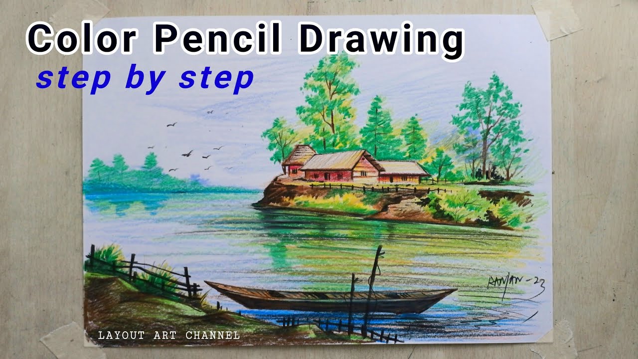 Color pencil drawing tutorial for beginners // Color Pencil nature // Pencil sketch