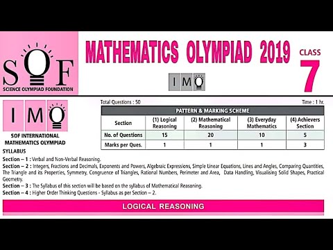 Class-7 MATHS OLYMPIAD / Paper fully explained Competitive exams question paper for school students