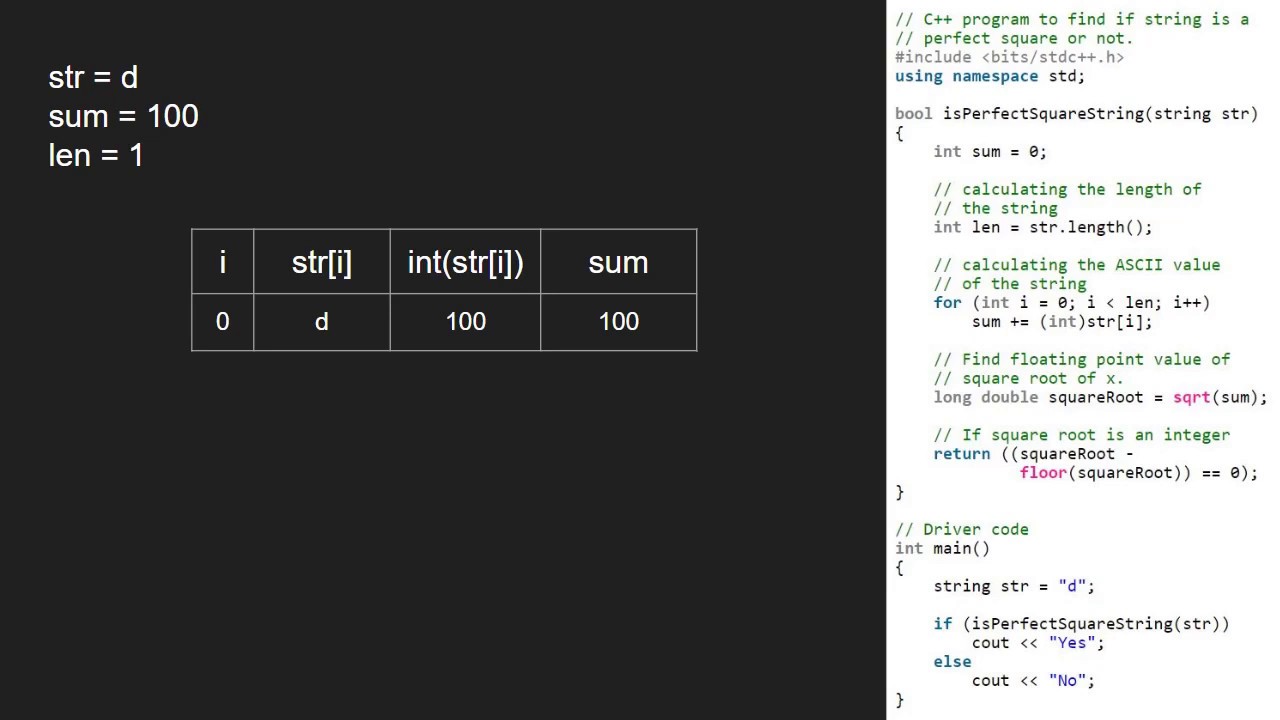 Perfect Square String | GeeksforGeeks