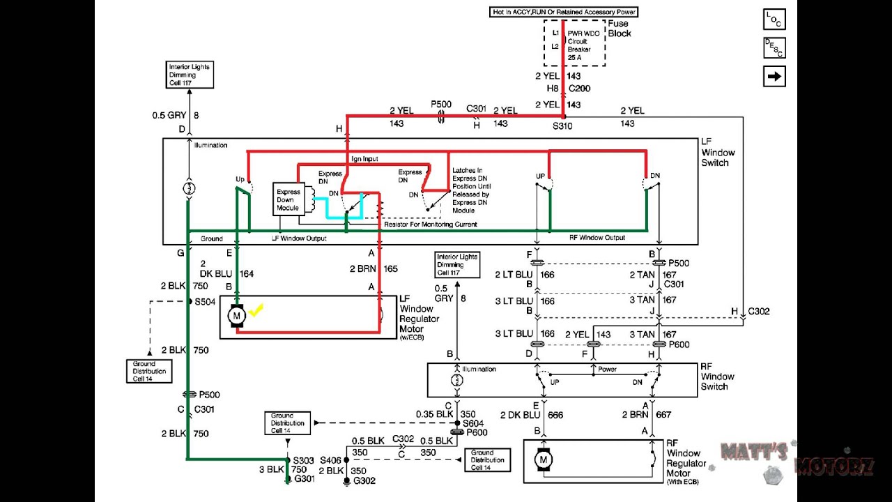 Power Window Wiring Diagram Explaination [1999 Pontiac Grand Prix GTP]