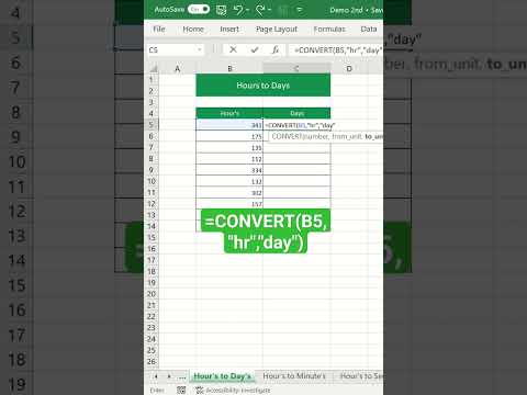 Convert Hours to Days in MS Excel. @KTAnalytics
