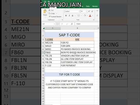 SAP T-CODE