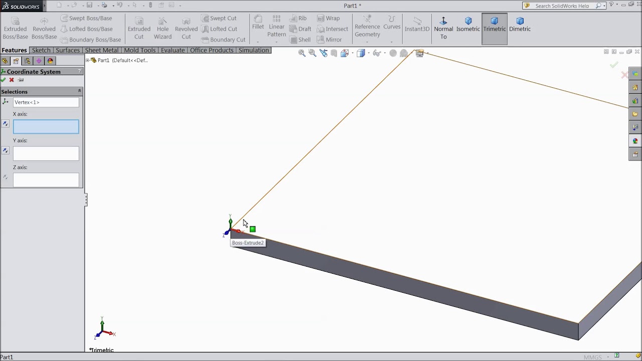 SolidWorks Tutorial in Hindi | 49 Inserting Coordinate System