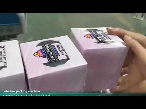Cube box packing machine for facial tissue