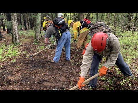 Firefighters take part in drills to battle wildfires