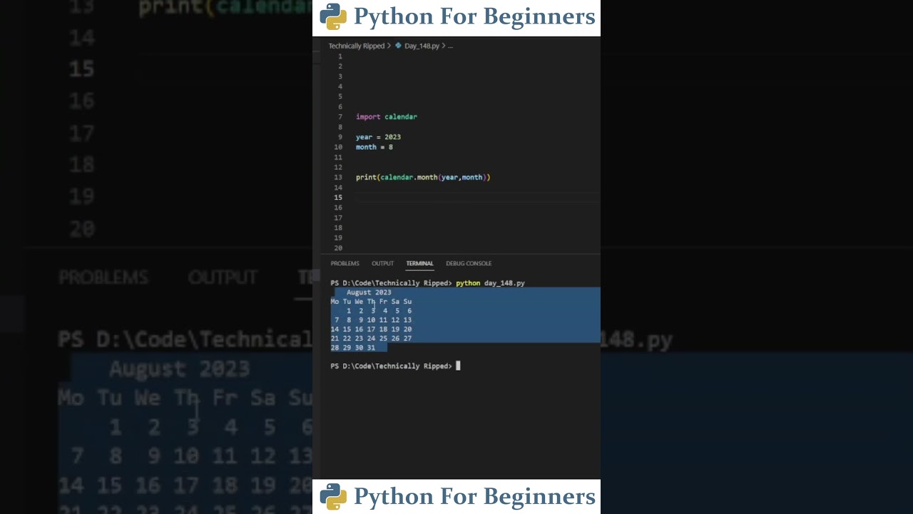 Print Calendar Format In Python | Python Tutorial