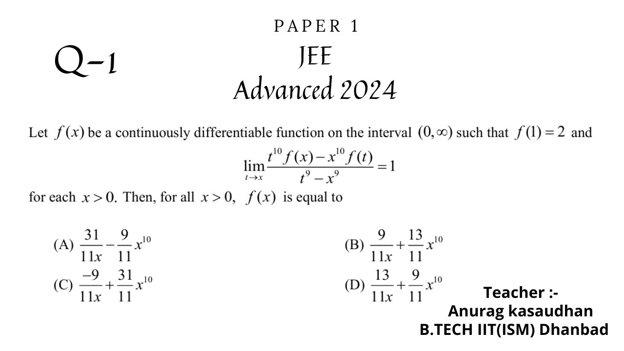 JEE Advanced 2024 Math Paper 1 (Q 1) solution | IIT JEE Maths | #jeeadvanced2024  #projecteducation