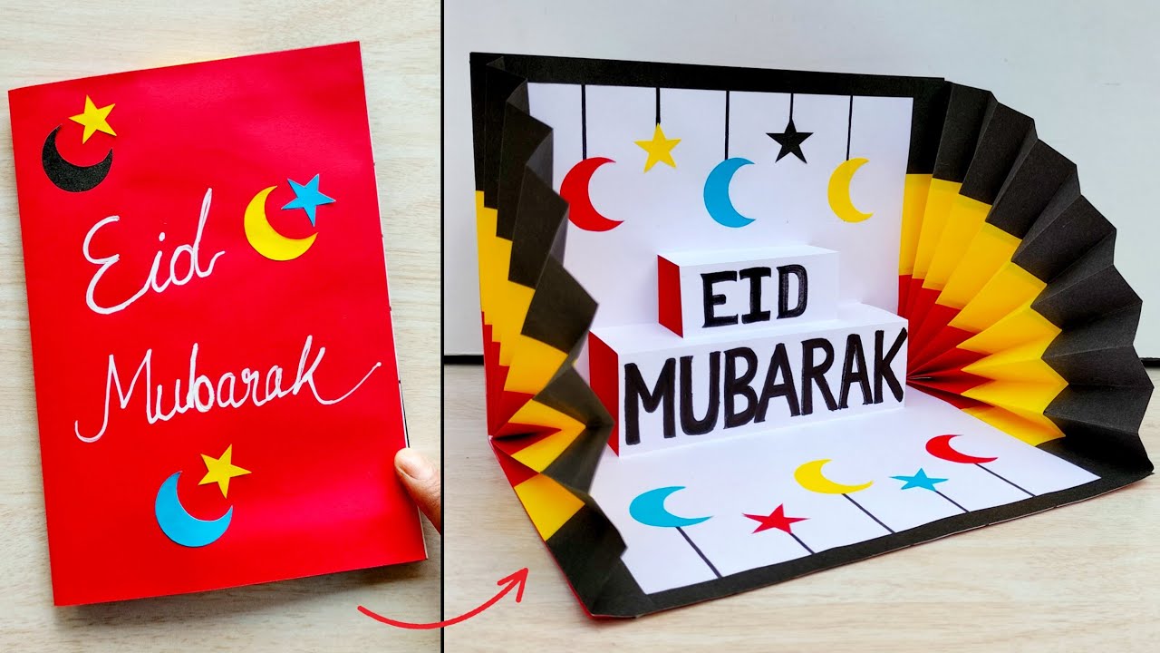 Eid Mubarak pop-up greeting card // Eid Mubarak card making ideas easy // Eid card Design