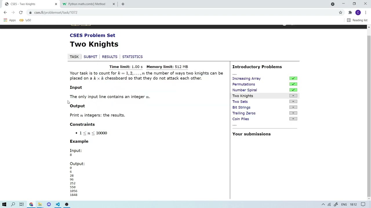 [CSES.FI PYTHON] Two Knights