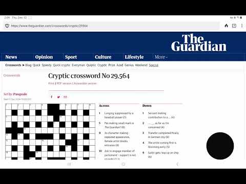 Guardian Cryptic Crossword (Thursday, 12 December 2024)