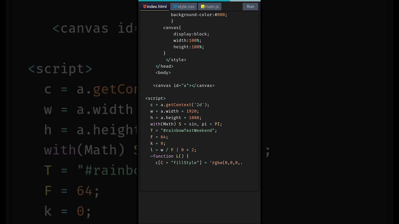 Create Rainbow Text Animation with HTML Canvas | HTML5 Canvas Tutorial #shorts #coding #JavaScript