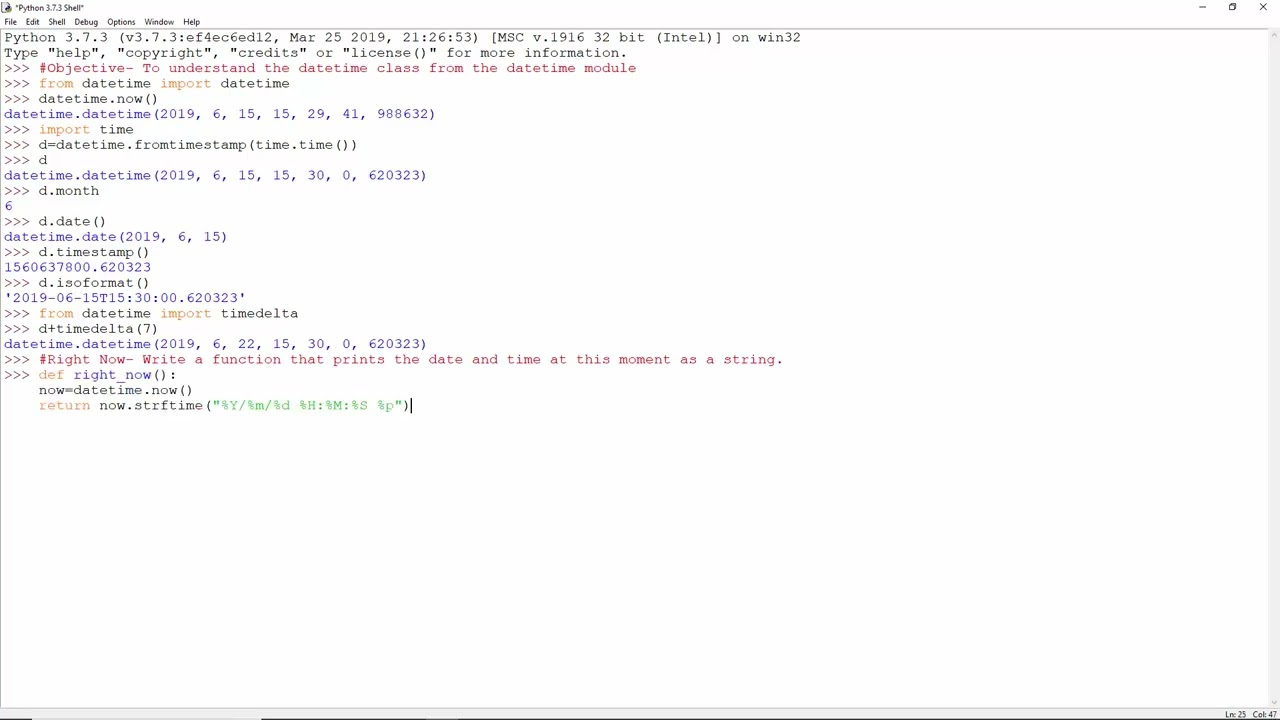 Python datetime Module Part-2 Practical
