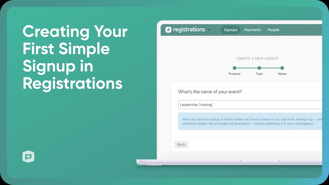 Creating Your First Simple Signup in Planning Center Registrations