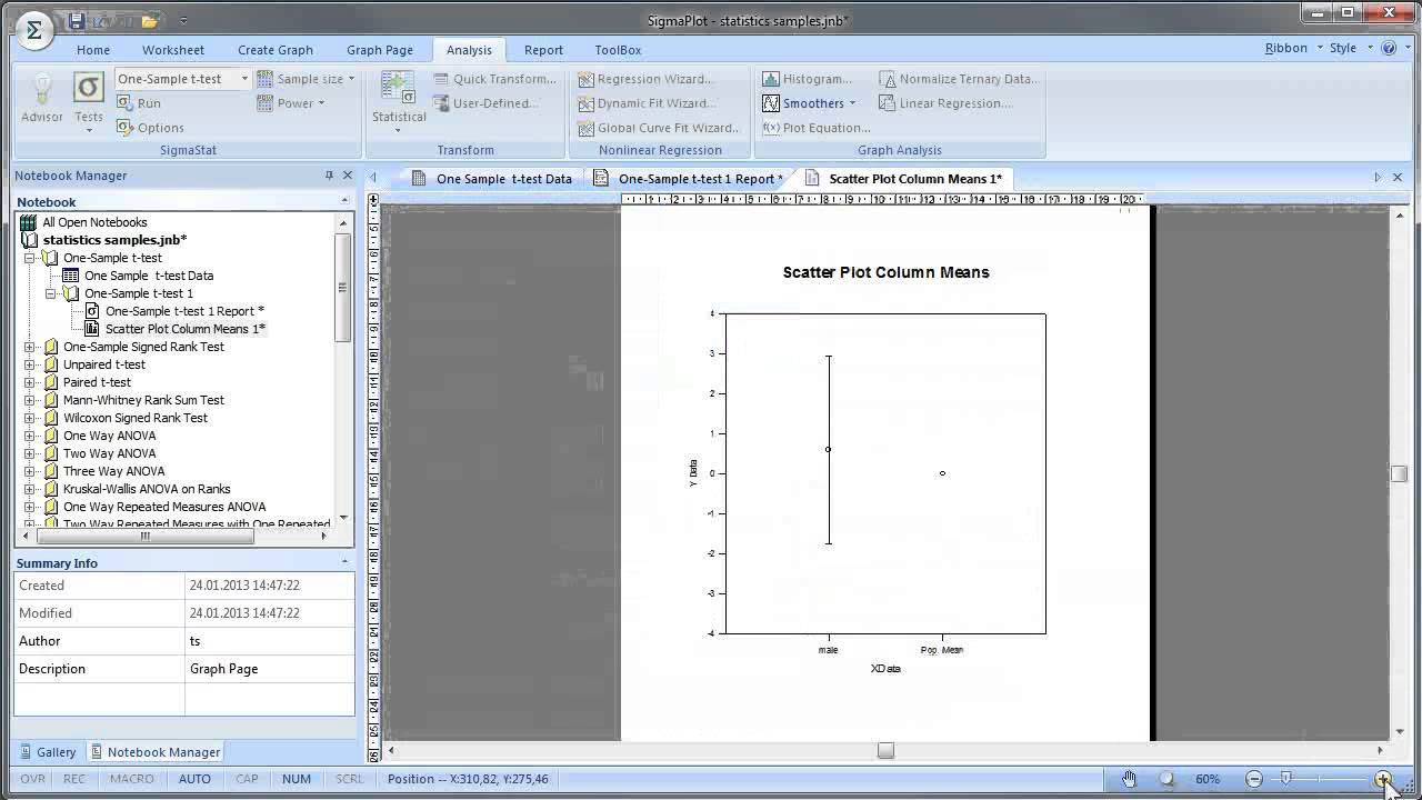 Using the Analysis Tab & New Statistics Features within SigmaPlot Version 12