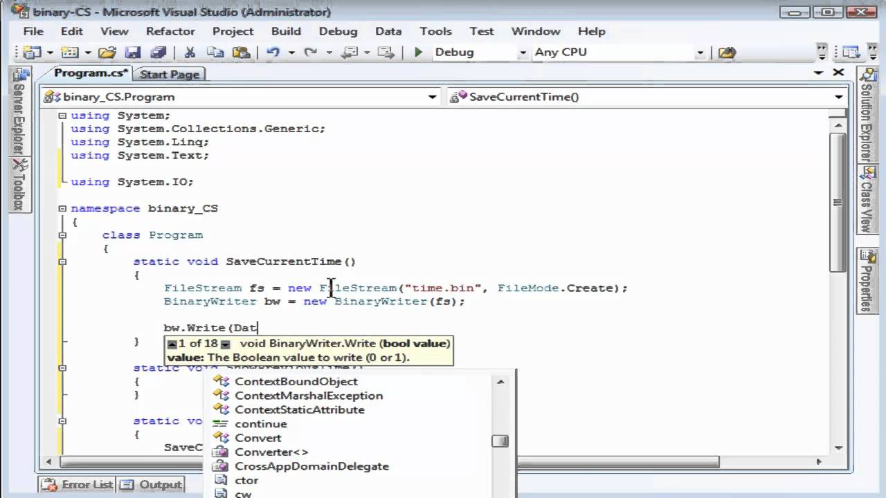 Reading and Writing Binary Files using C#
