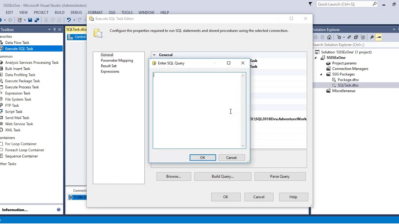 SSIS  Execute SQL Task, Variable, Break Point and Debugging : Example 2