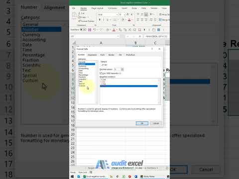 Excel negative numbers in brackets