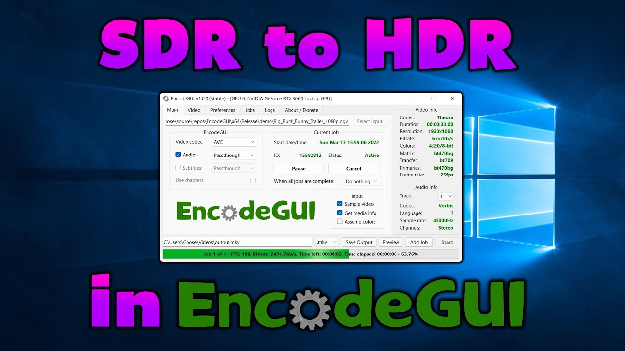 [EncodeGUI Official Video Tutorial] How to Convert SDR Videos to HDR | Color Space Converter Guide