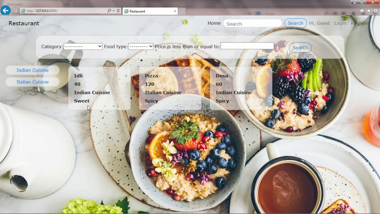 Restaurant Web Application using Django.