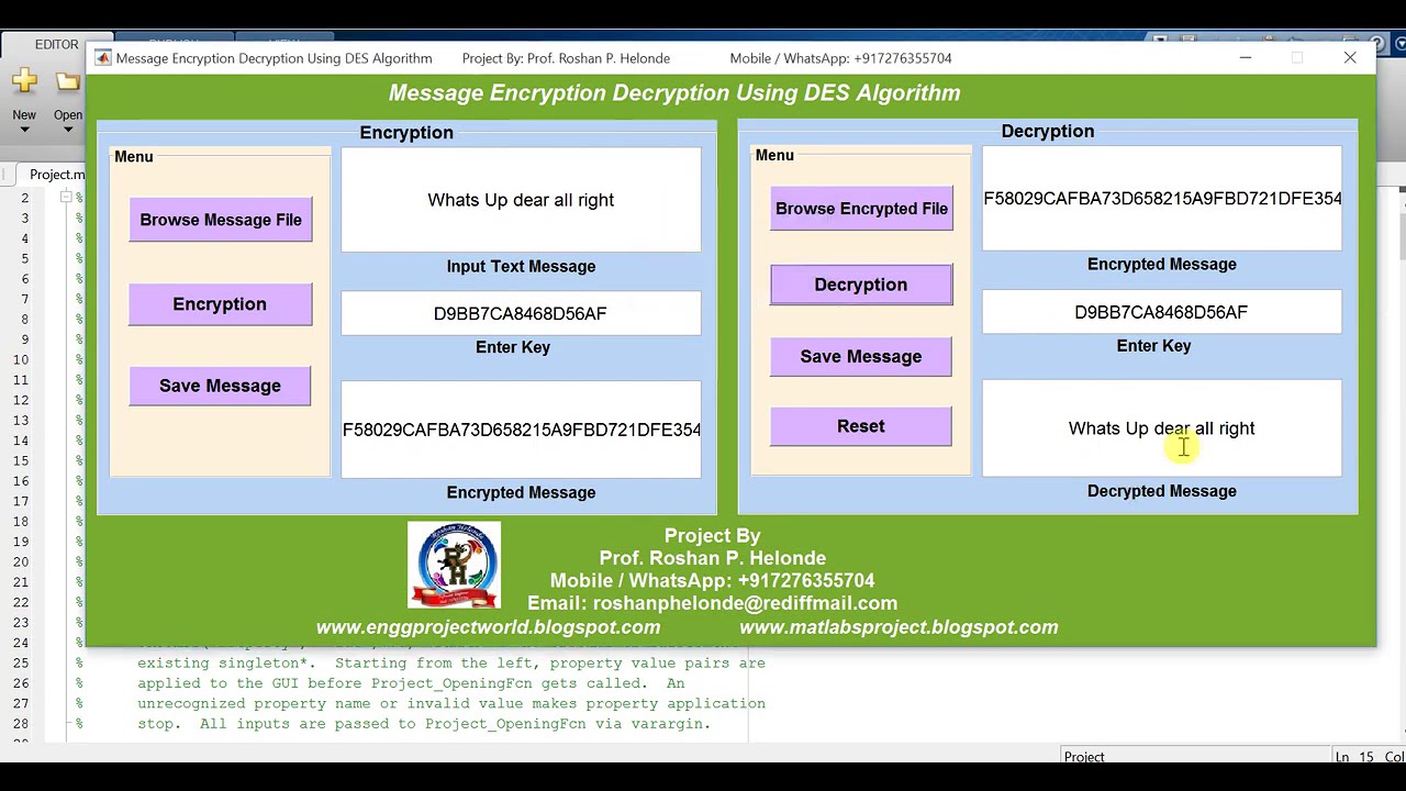 Matlab Code for Message Encryption Using DES Algorithm Encryption Decryption Using DES