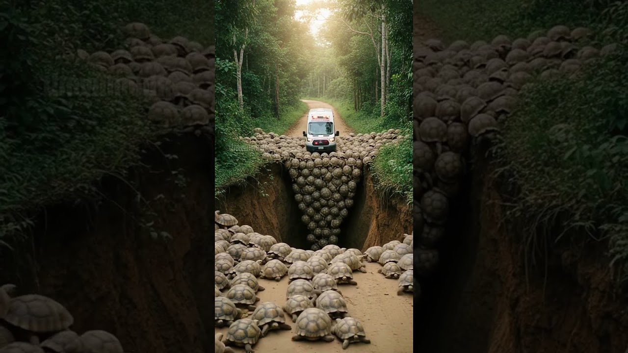 Tortoises Help Ambulance Get Through A Landslide! #animals #rescue #wildlife