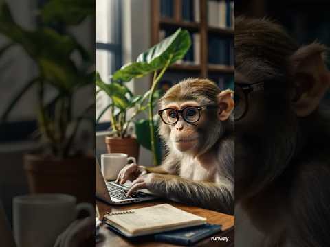 Monkey Study time 😂❤️ #music #cartoon #cat #tigerspotted #catillustration #catcartoon #funny