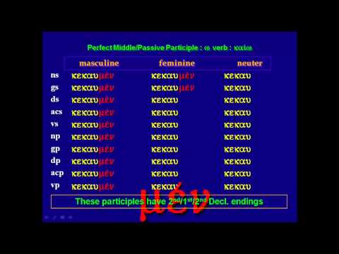 Ancient Greek: Perfect Middle-Passive Participle of 'kaio'