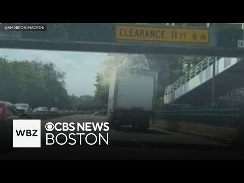 Video shows truck's roof getting ripped off by Storrow Drive bridge