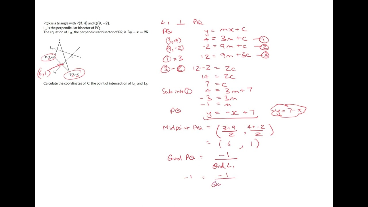 Point of Intersection involving Perpendicular Bisector