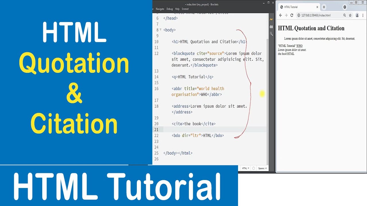 #09 HTML Quotation and Citation | HTML Tutorial