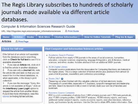 Regis University Library - Scholarly journals defined: Why they matter to you!