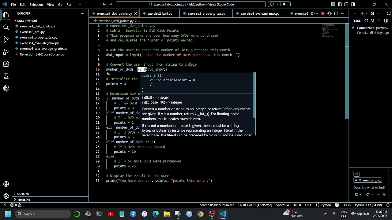 Lab 2 – Exercise 1: DVD Points Program | Python Programming | Dalarna University