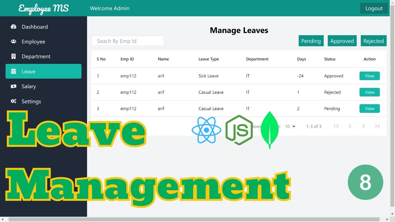 Leave Management in MERN Stack – Employee Management System Project (Part 8)
