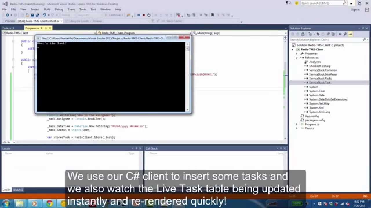 Redis/Node.js/Express/Socket.io and React.js (Live Tasks View)