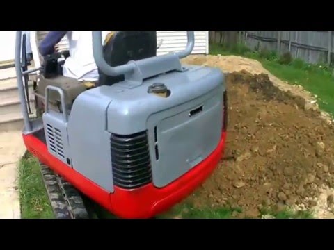 Takeuchi TB016 Mini Excavator - Excavation For A New Sewer Drain Install