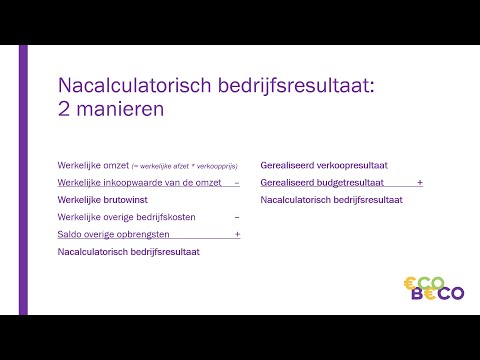 Voor en nacalculatorisch bedrijfsresultaat, verkoopresultaat, budgetresultaat - Bedrijfseconomie VWO