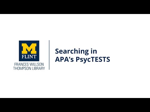 Searching in APA's PsycTESTS