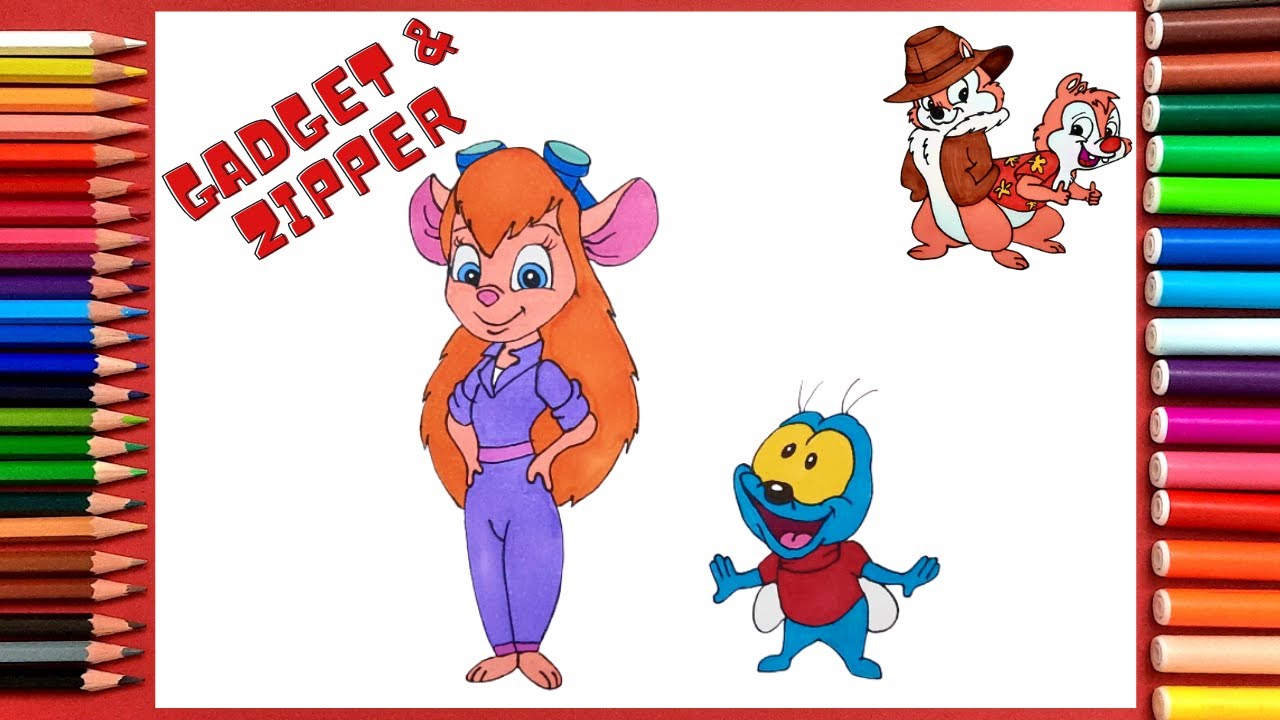 How to Draw Gadget Hackwrench and Zipper | Disney Rescue Rangers 2022