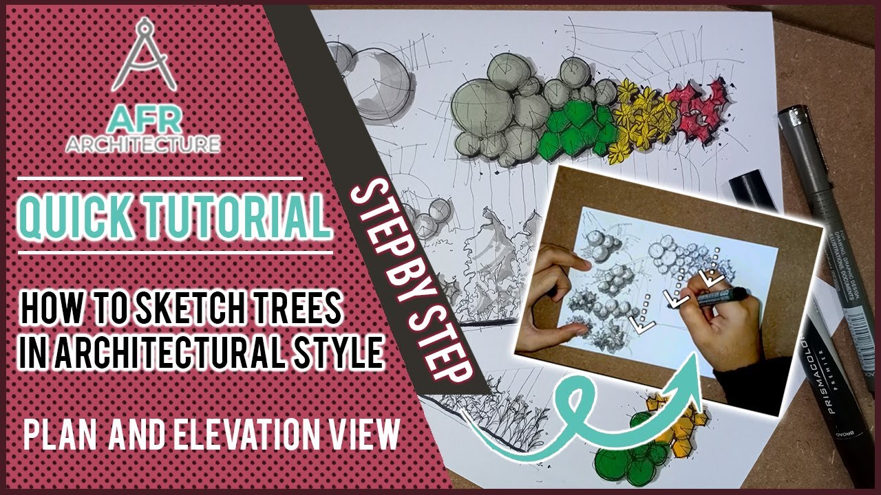 How to Sketch Trees In Architectural Style | Quick Tutorial