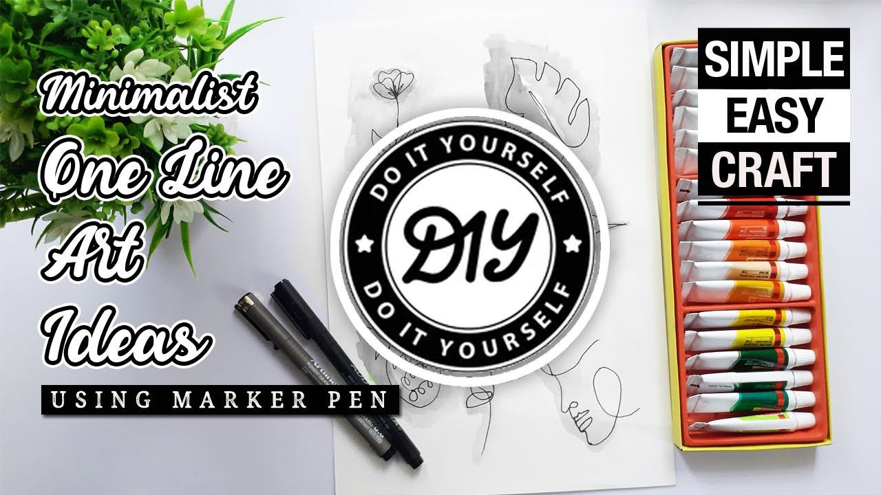 7 Minimalist One Line Art Ideas | One Line Drawing | Watercolor @CreativeDIYLincy #onelinedrawing