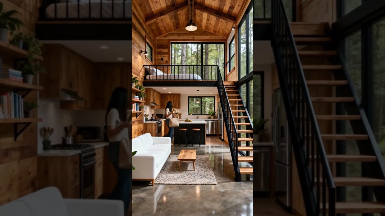 Cozy Loft Cabin Tiny House 🌲 | Warm & Modern Small Space Living