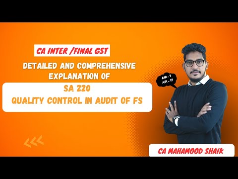 SA 220 | Quality control in an audit of FS (In english) | CA inter/ FInal New Scheme | CA Mahamood