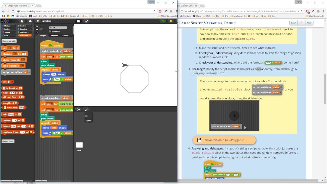 BJC Unit 2 Lab 2: Script Variables, Page 1 - Part 1