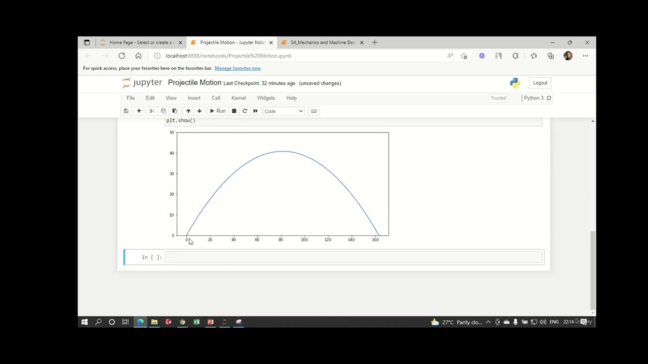 Python application | projectile Motion using python Visualisation of Projectile Motion using python