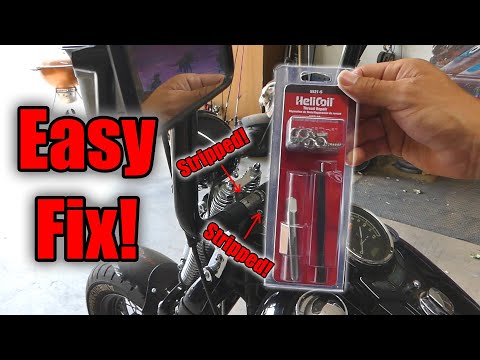 How to Fix Stripped Handlebar Risers with Heli-Coils on a Harley Davidson Springer!