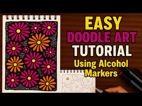 Easy Floral Doodle with Alcohol Markers | Beginner Pattern Art Tutorial | Relaxing Drawing