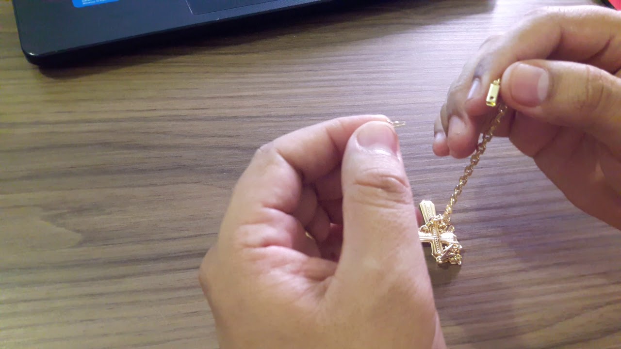 Cordão Cadeado 60cm 4mm Ping Cruz Banhado a Ouro 18k